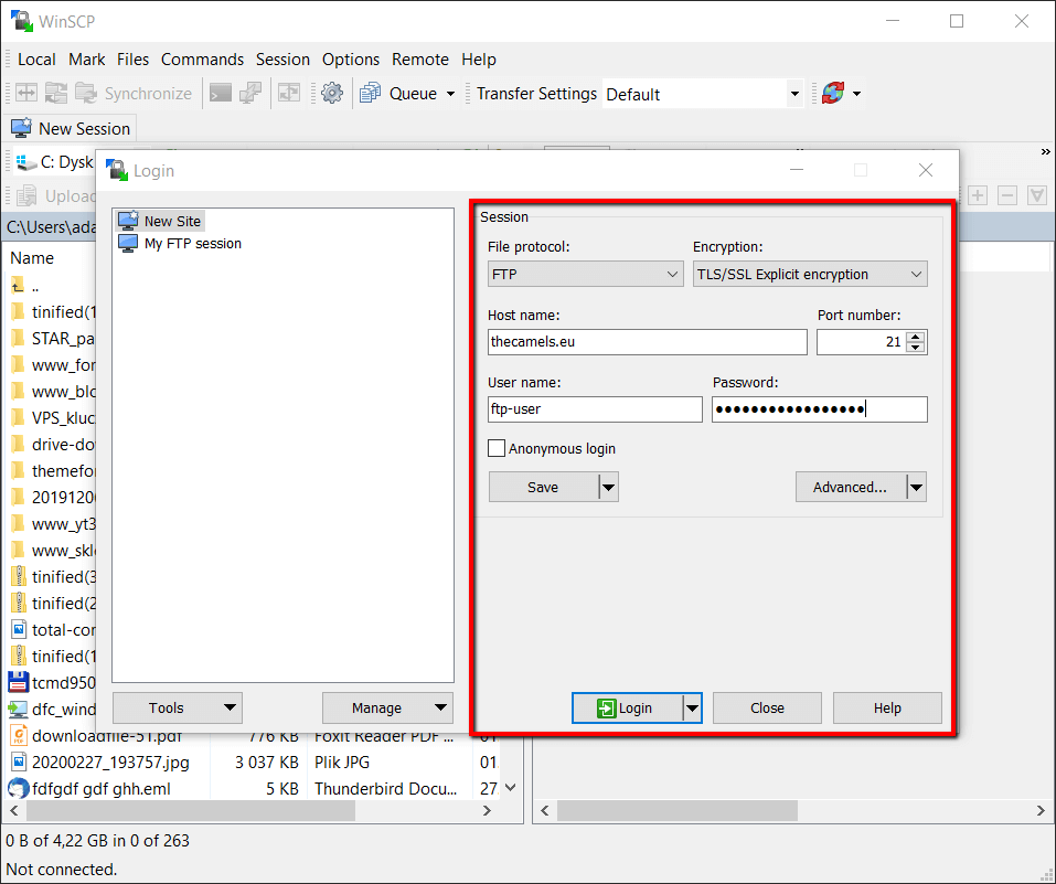 How To Log In To FTP With WinSCP Knowledgebase Thecamels